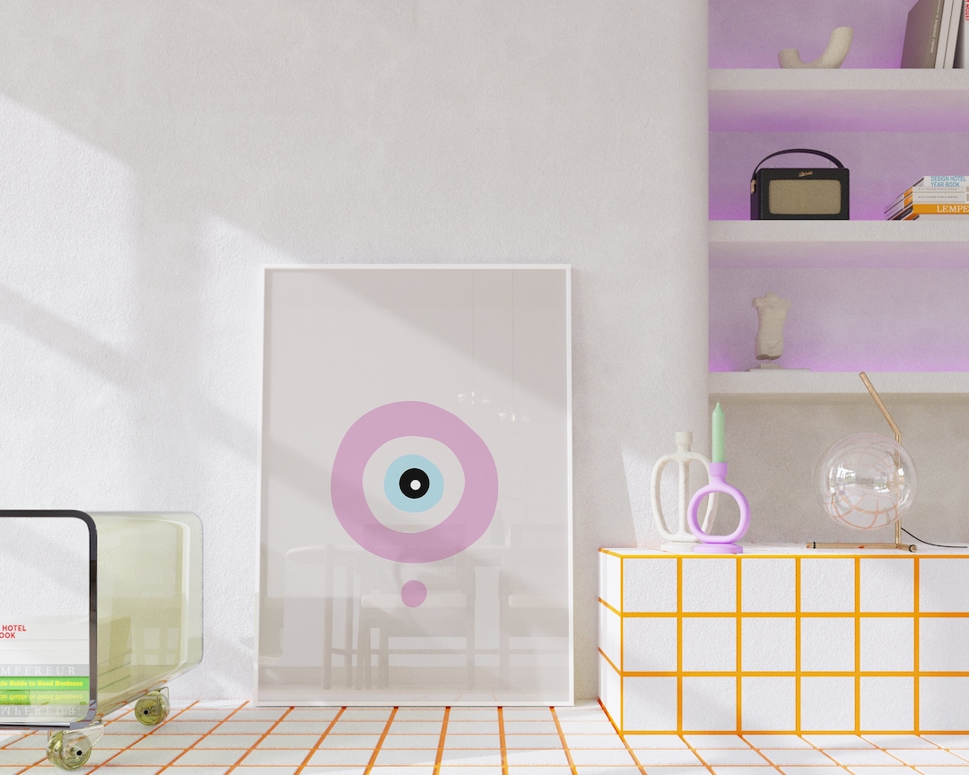 Pink Evil Eye Wall Art, Evil Eye Friendship Protection, Evil Eye ...