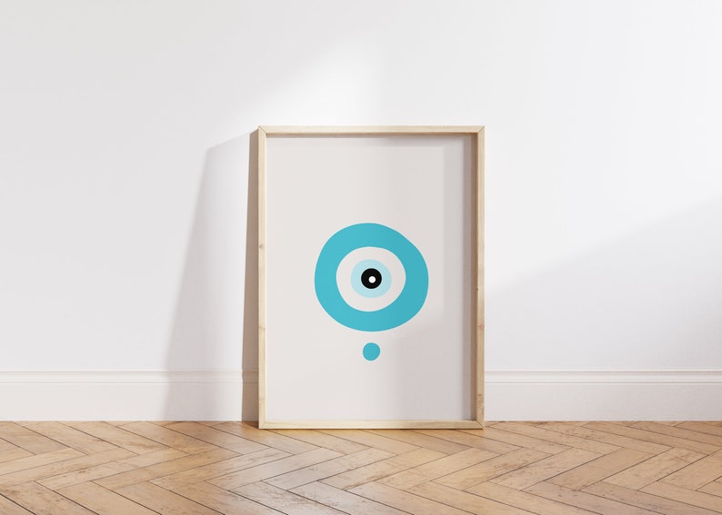Light Blue Evil Eye Wall Art, Evil Eye Minimalist Art Print, Inner ...