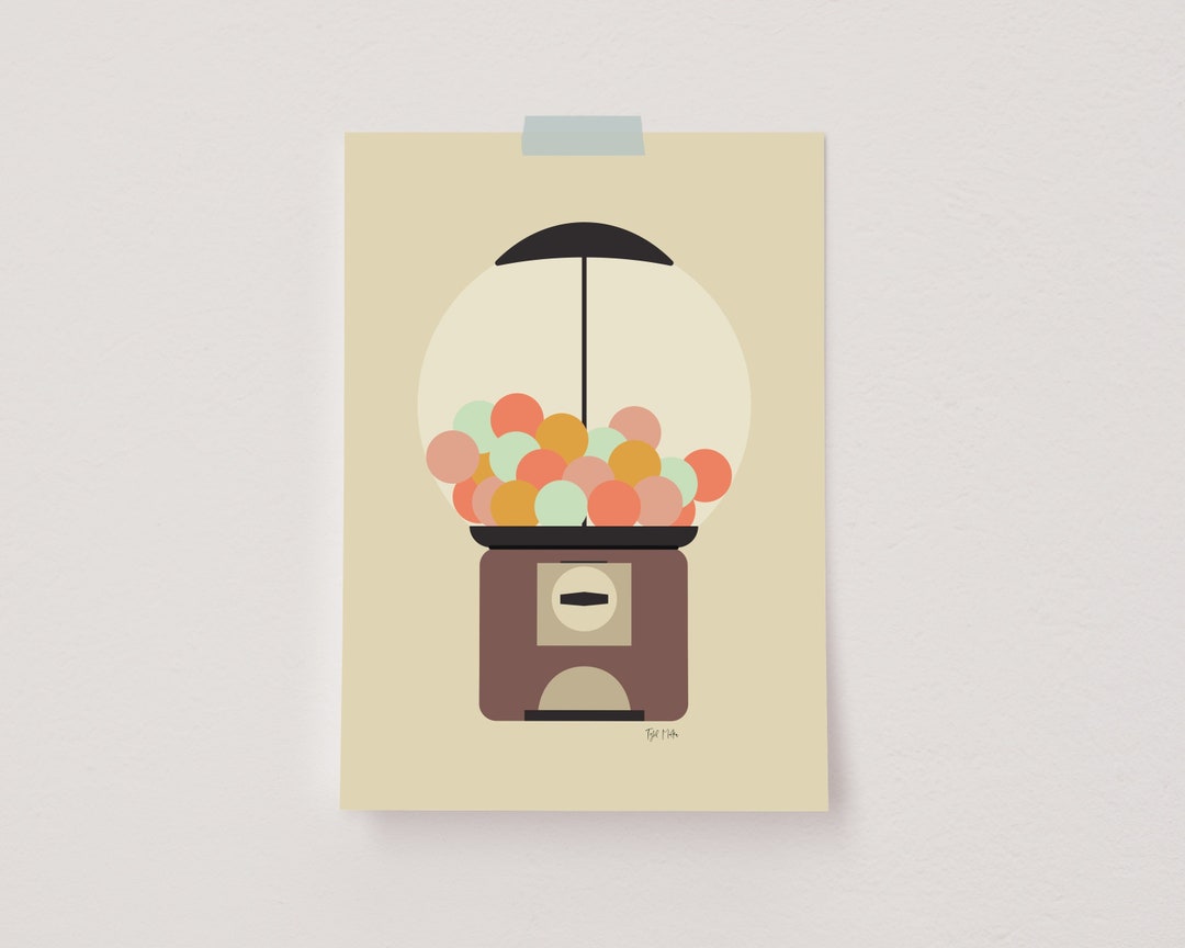 Bubblegum Machine Poster, Retro Inspired Print, Gumball Machine Print ...