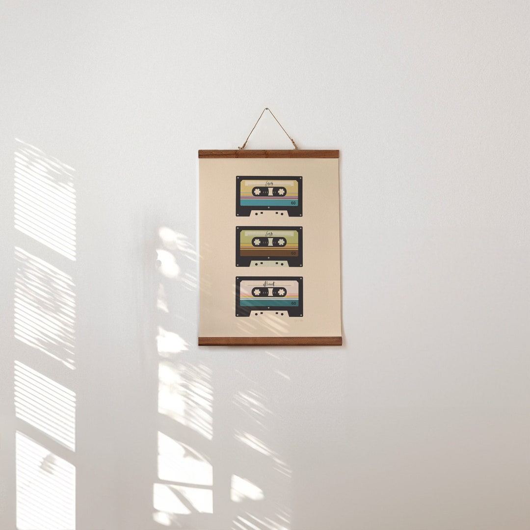 Cassette Tape Wall Art, Retro Unframed Poster, Groovy Illustrated Art ...