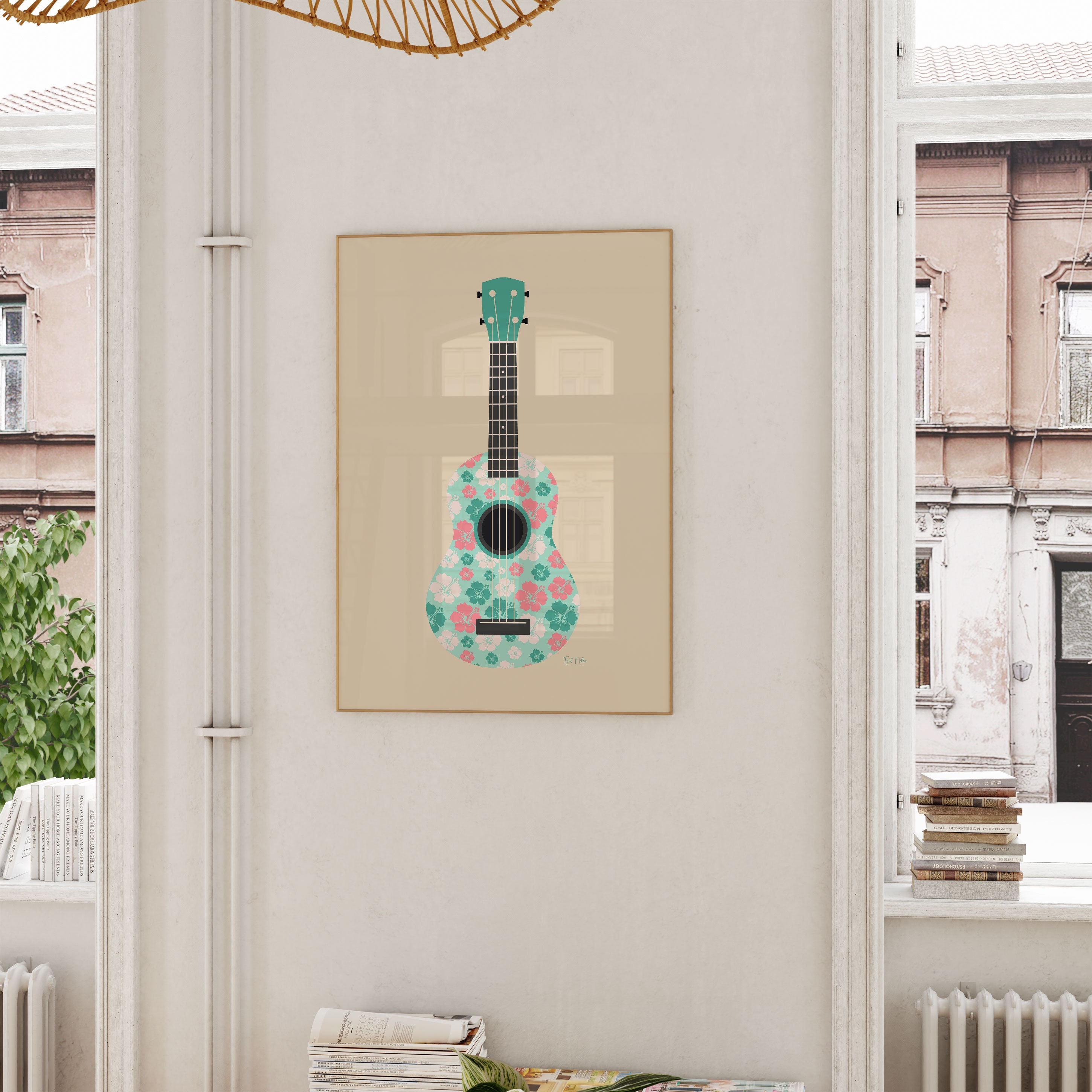 Ukulele Wall Art, Musician Poster, Floral Poster Print, Beach House ...