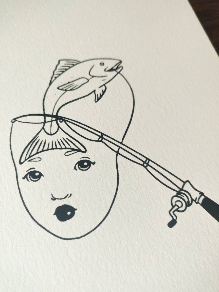 Gone Fishing Original Screen Print Wall Art A5 - Etsy