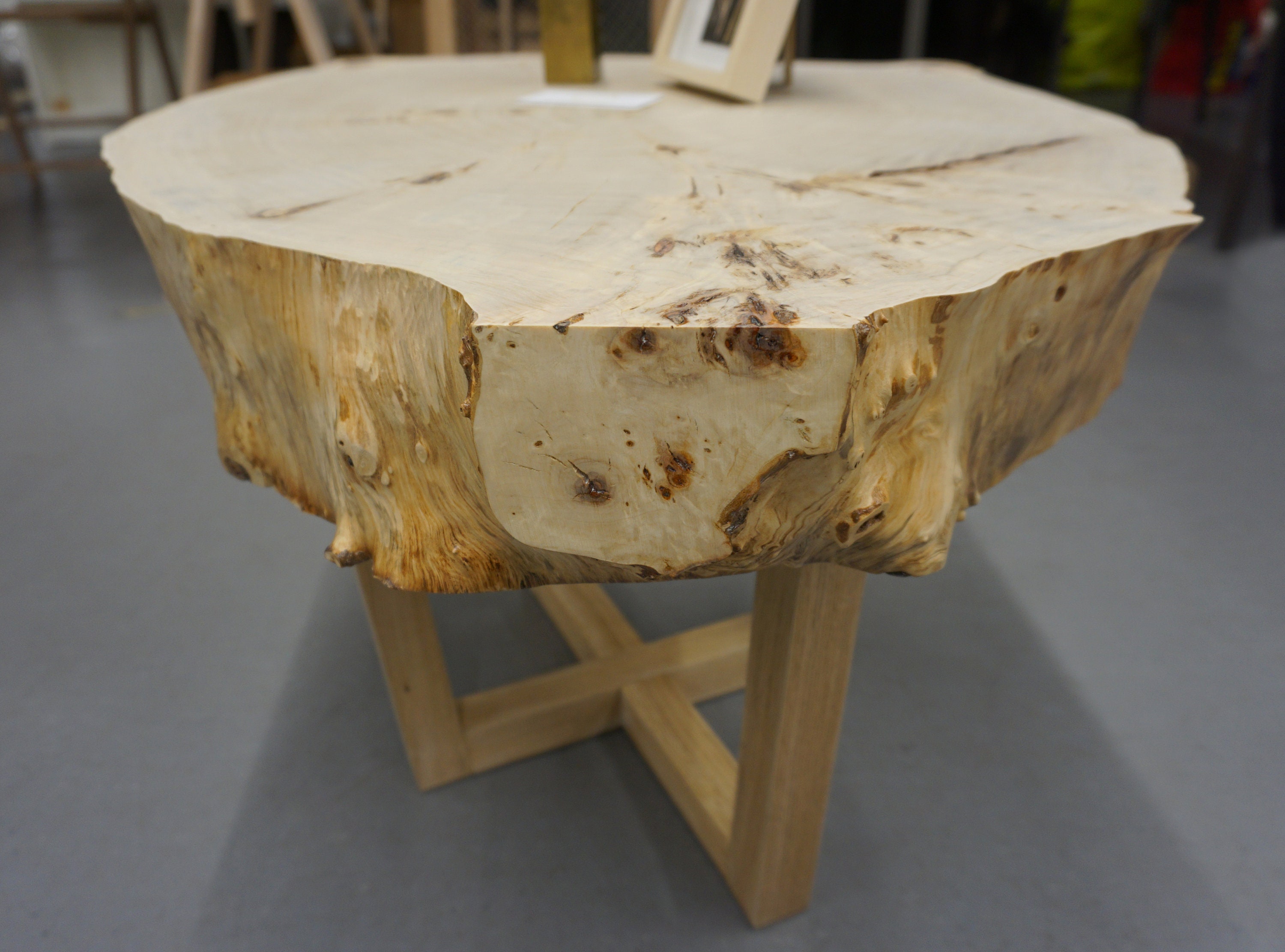 Natural Wood Slab Table, Round Coffee Table, Live Edge, Rustic Wood ...