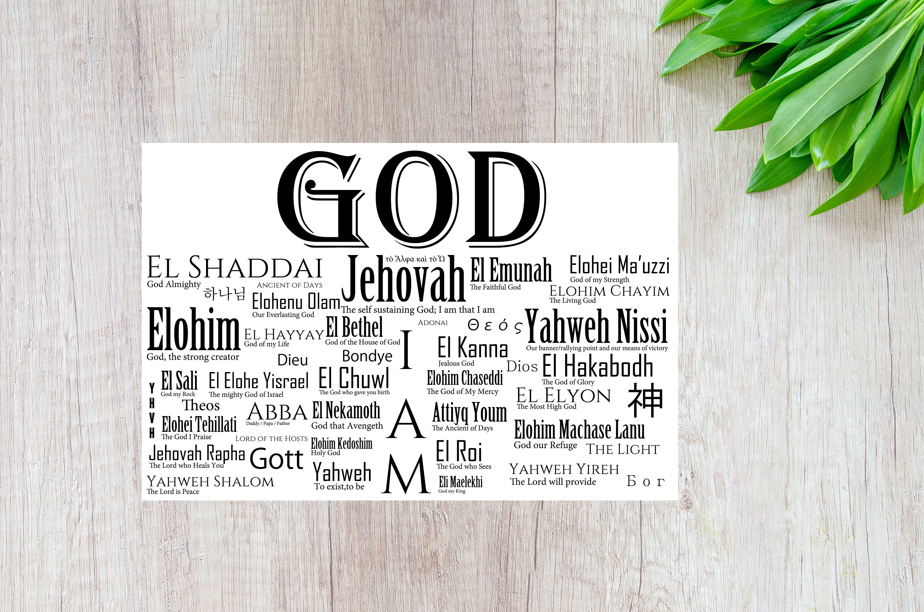 Names of God [black Print] - Christian Art, Wall, Names, Shaddai ...