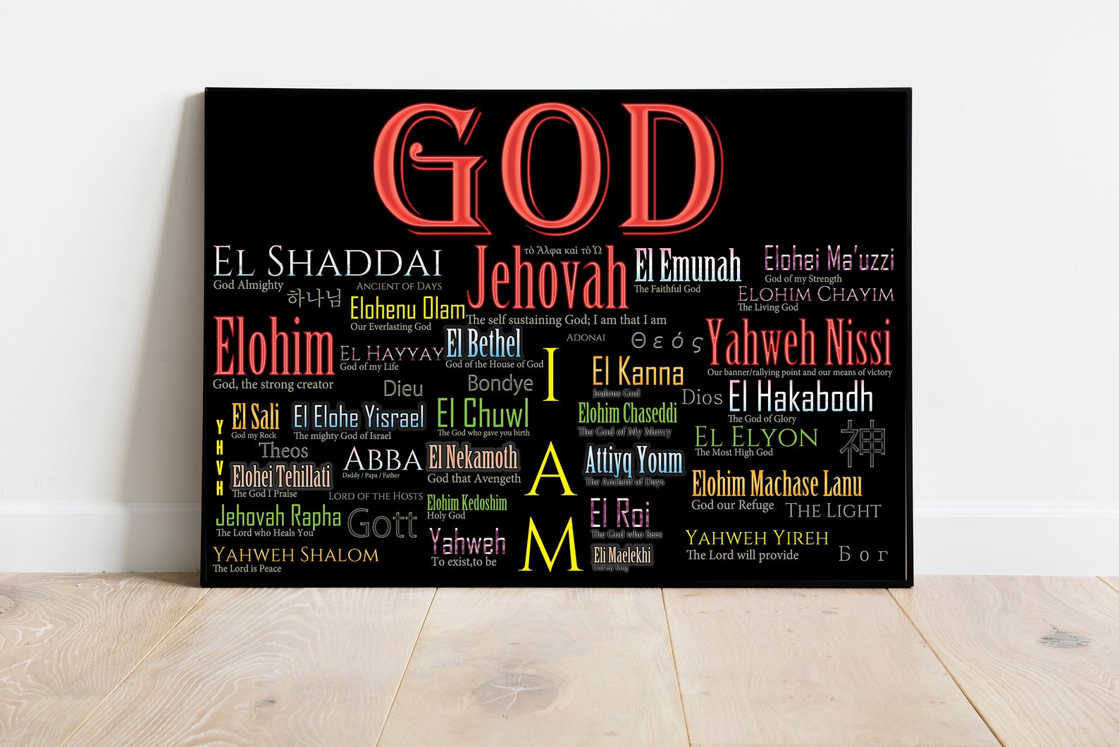 Names of God [color-bc] - Christian Art, Wall, Names, Jehovah, Shaddai ...