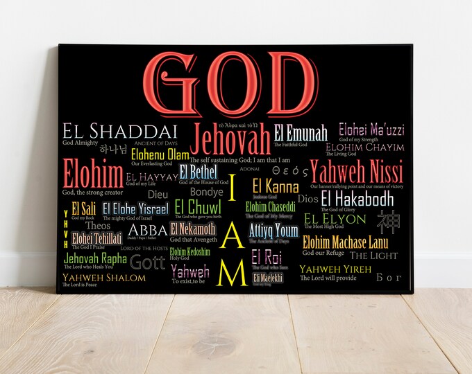 Names of God color-bc Christian Art Wall Names Jehovah - Etsy