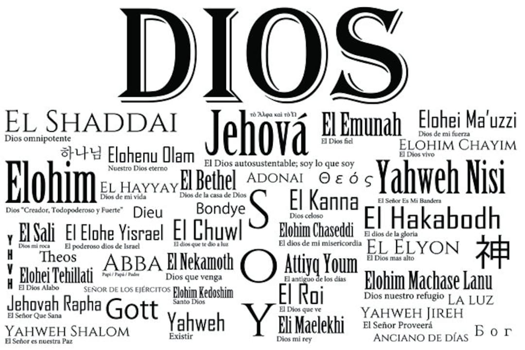 Names of God En Español [black Print] - Christian Art, Wall, Jehovah ...