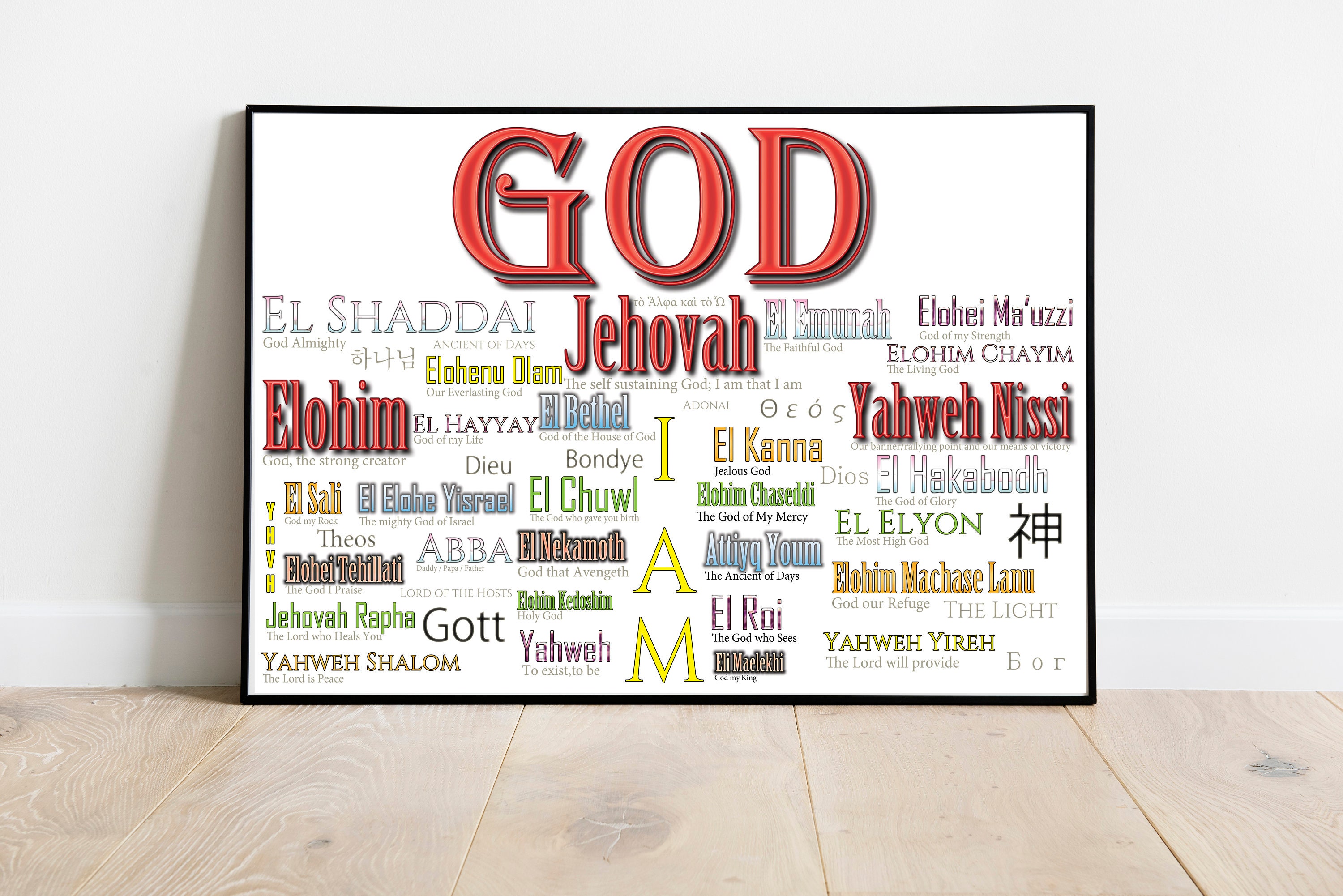 Names of God [color-w] - Christian Art, Wall, Names, Jehovah, Yahweh ...