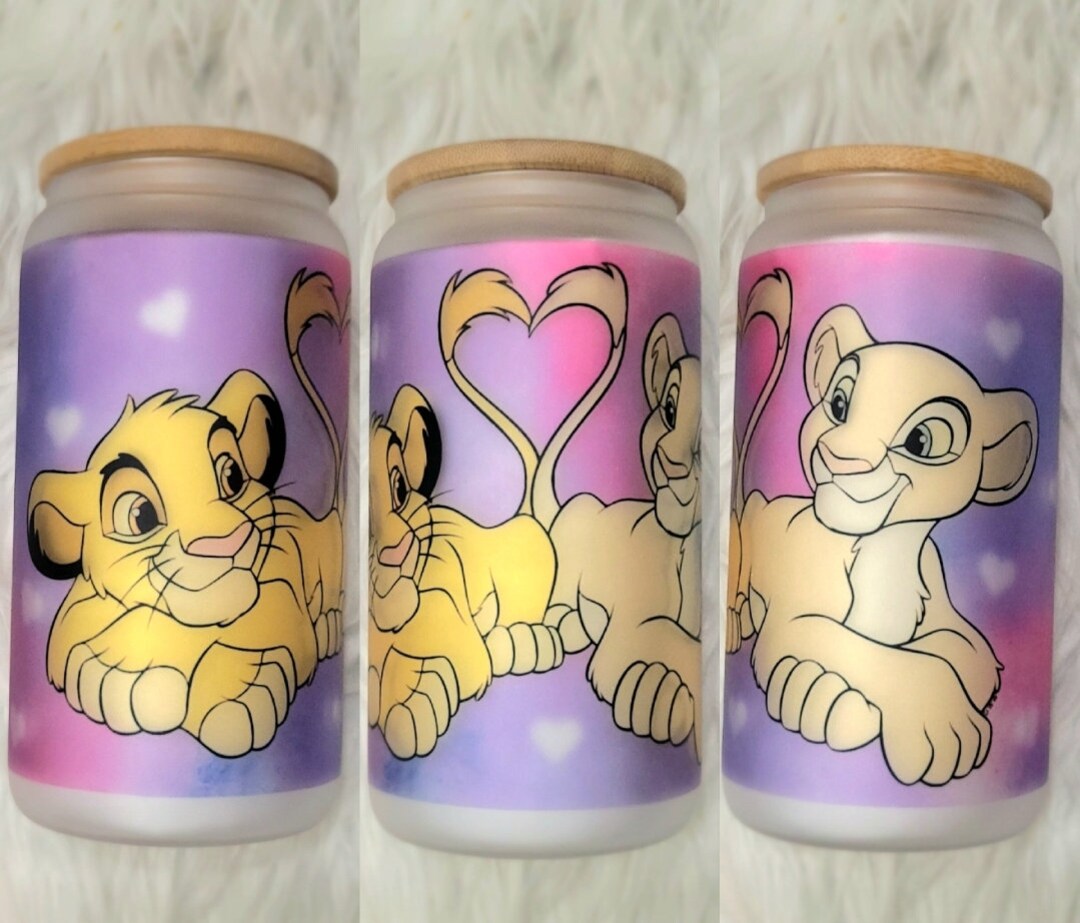 Simba and Nala Valentine Glass Can Coffee Glass Can Valentine Disney ...