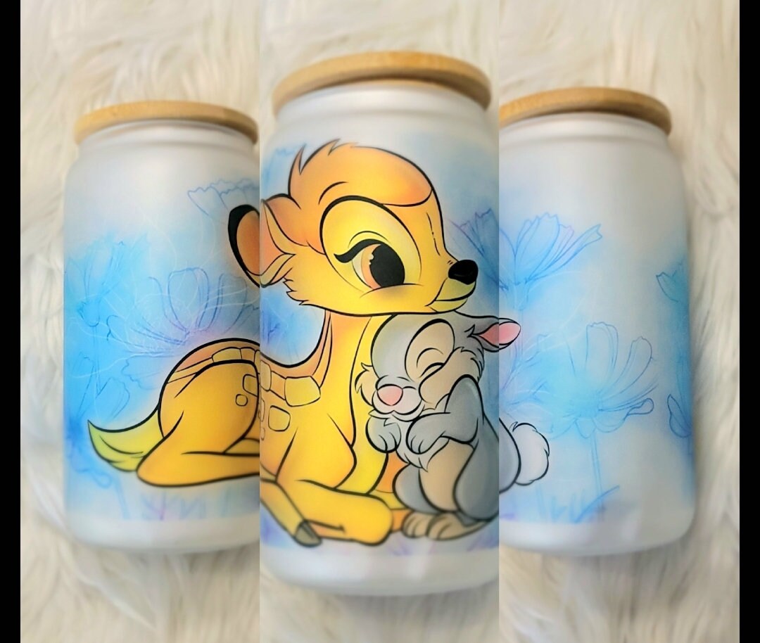 Bambi and Thumper Glass Can| Coffee Glass Can | Bambi Movie | Disney ...