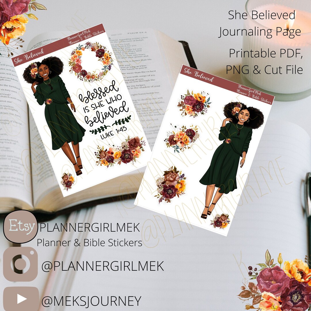 She Believed Bible Journaling Page, Buju Kit, Planner Kit, Dashboard ...