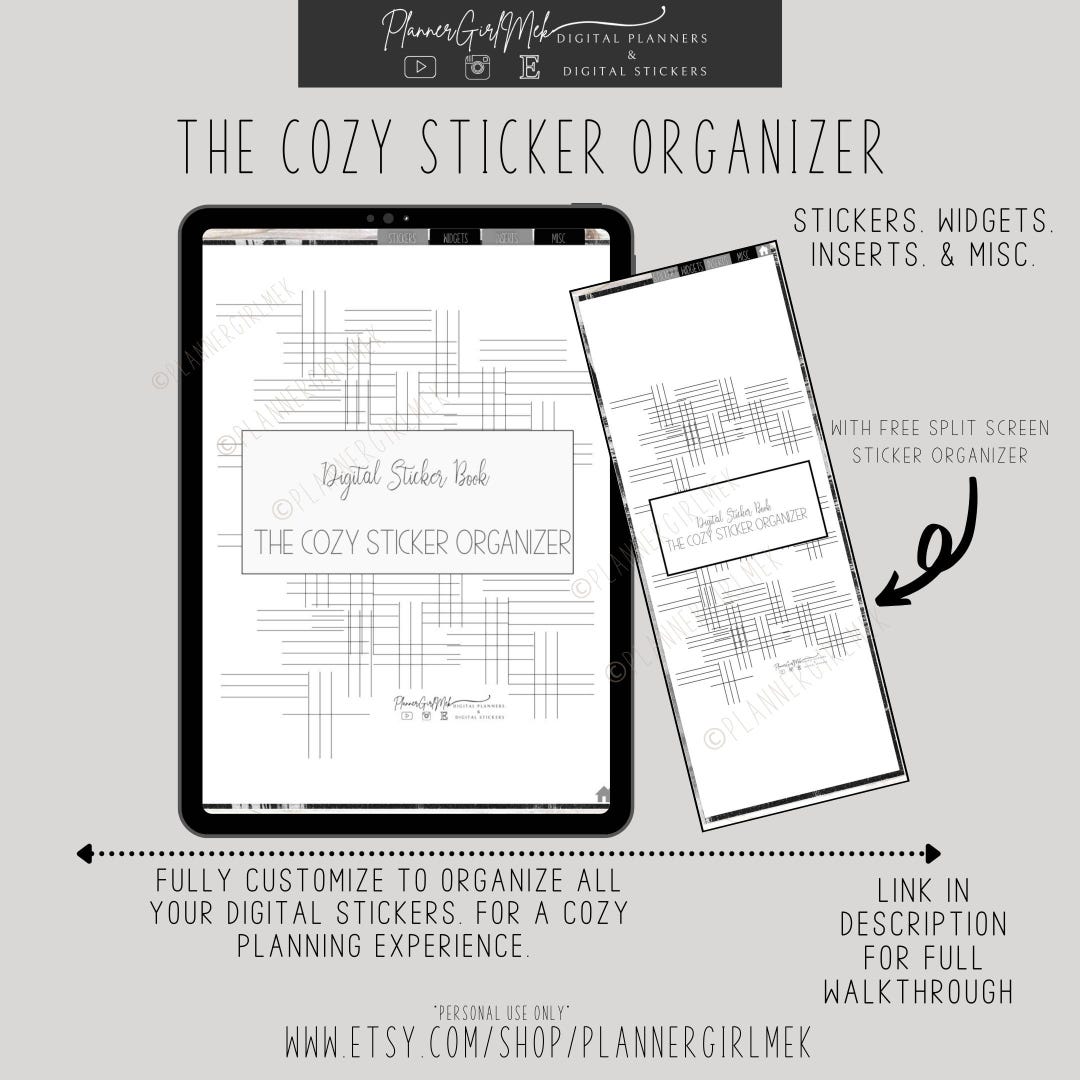 Cozy Digital Sticker Organizer: Goodnotes Planner (PDF Files) - Etsy