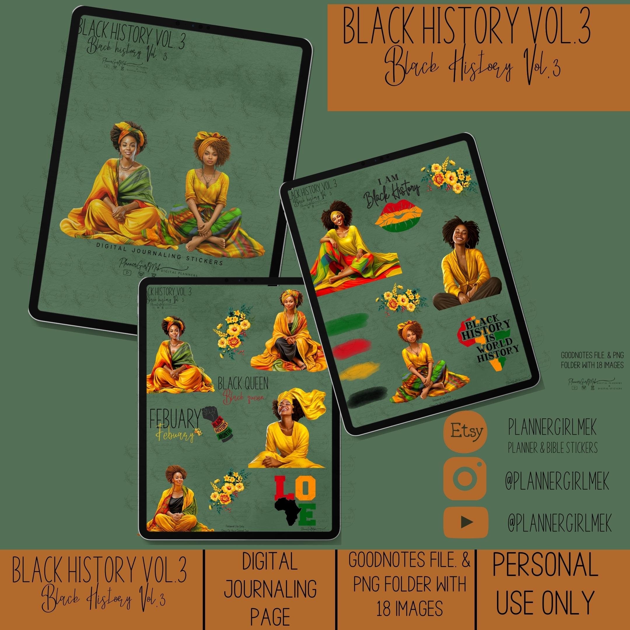 Black History Vol. 3 Journaling Page |digital Journaling Stickers | Pre ...