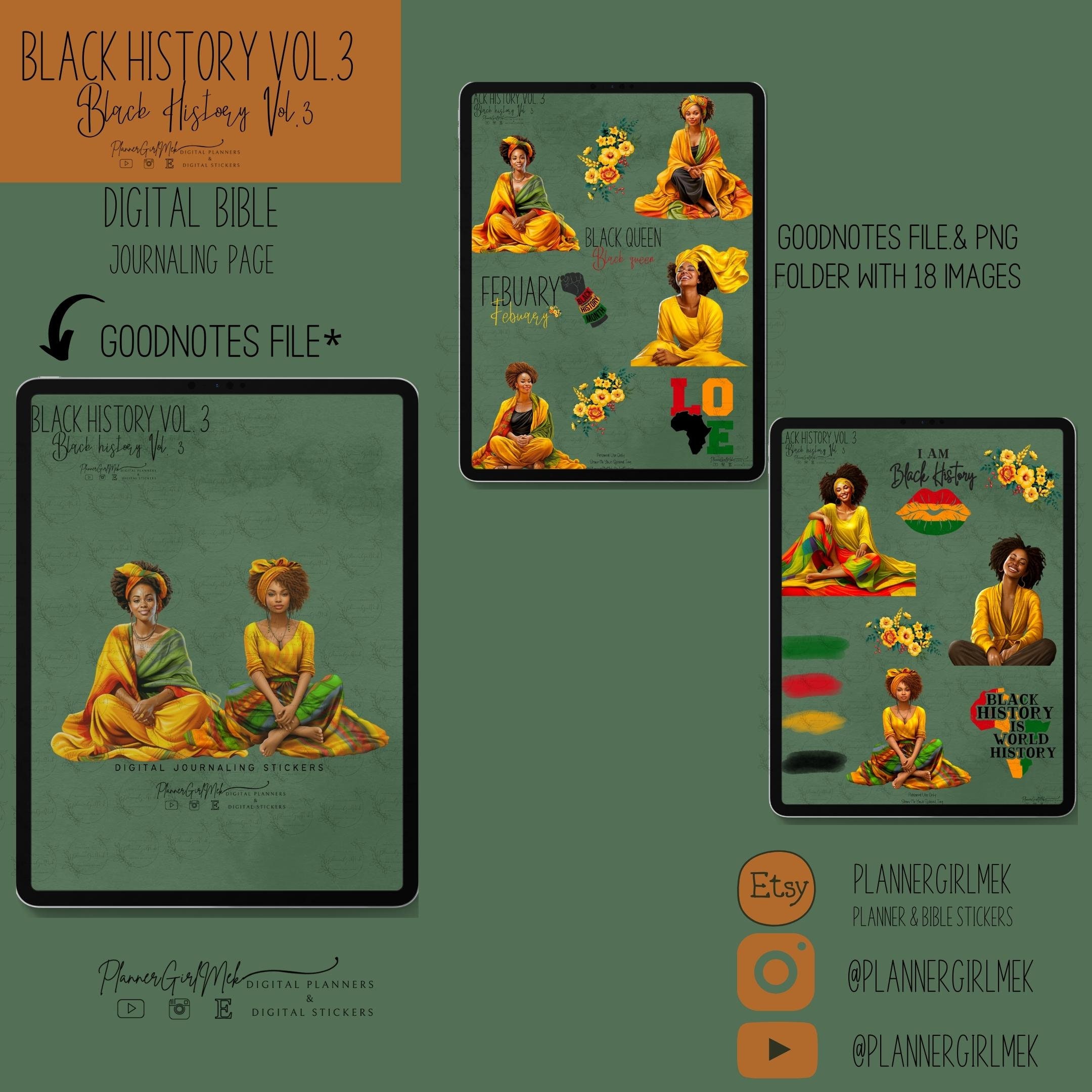 Black History Vol. 3 Journaling Page |digital Journaling Stickers | Pre ...