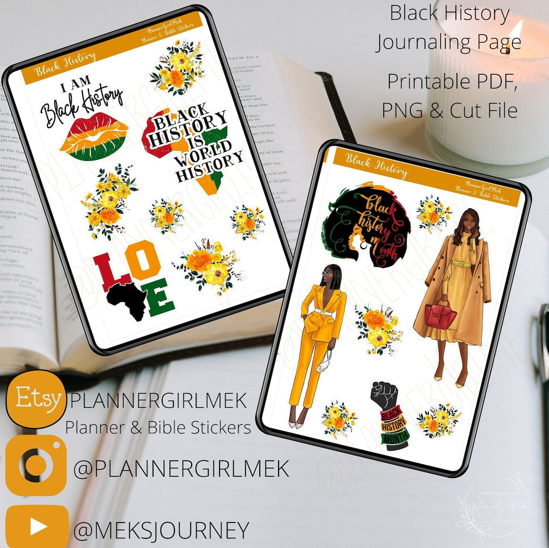 Black History Journaling Stickers: Printable Planner Kit (PDF, PNG) - Etsy