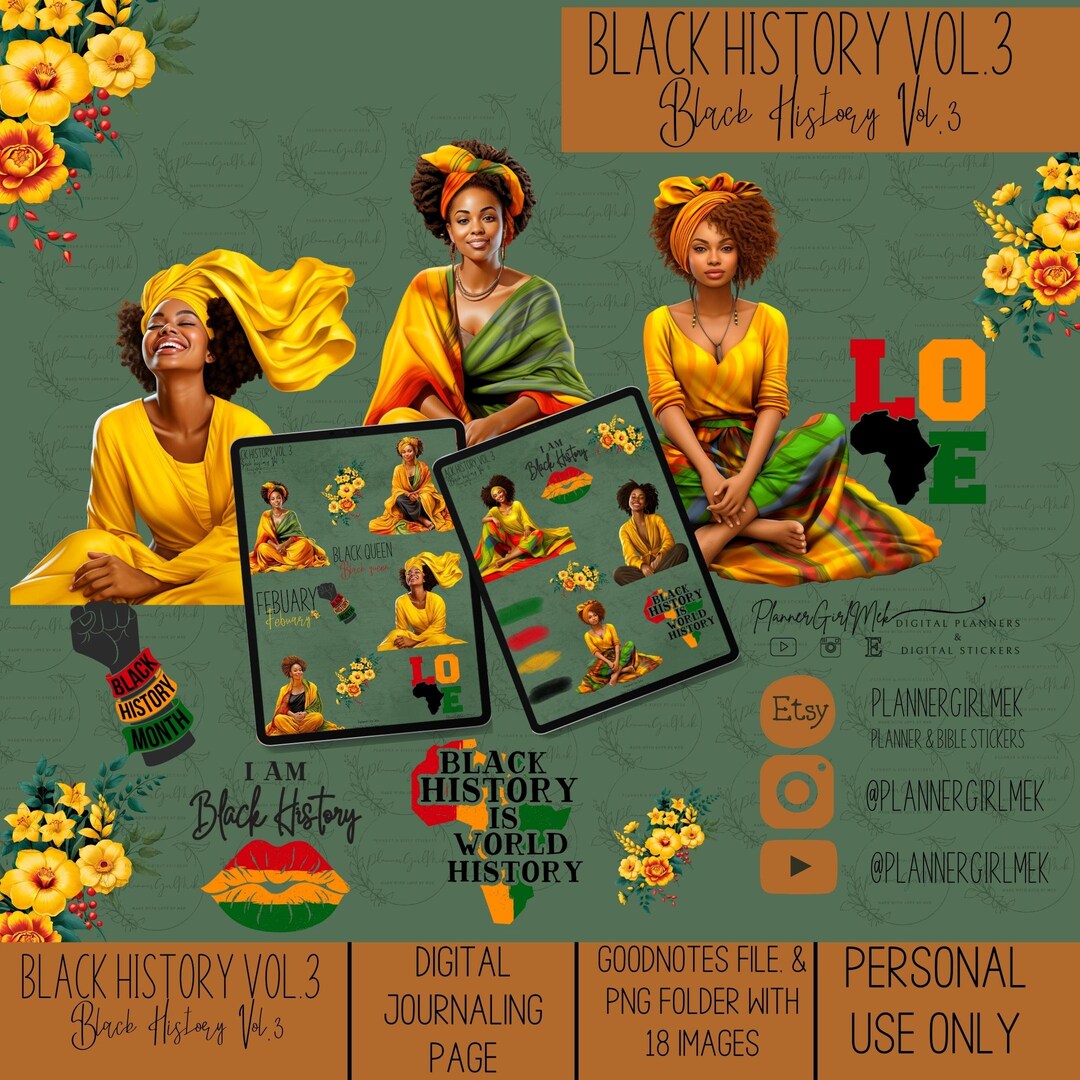 Black History Vol. 3 Journaling Page |digital Journaling Stickers | Pre ...
