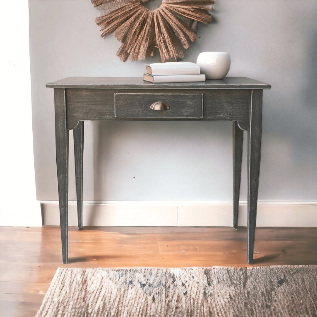 Antique Country Writing Desk in Slate Gray Solid Wood - Etsy