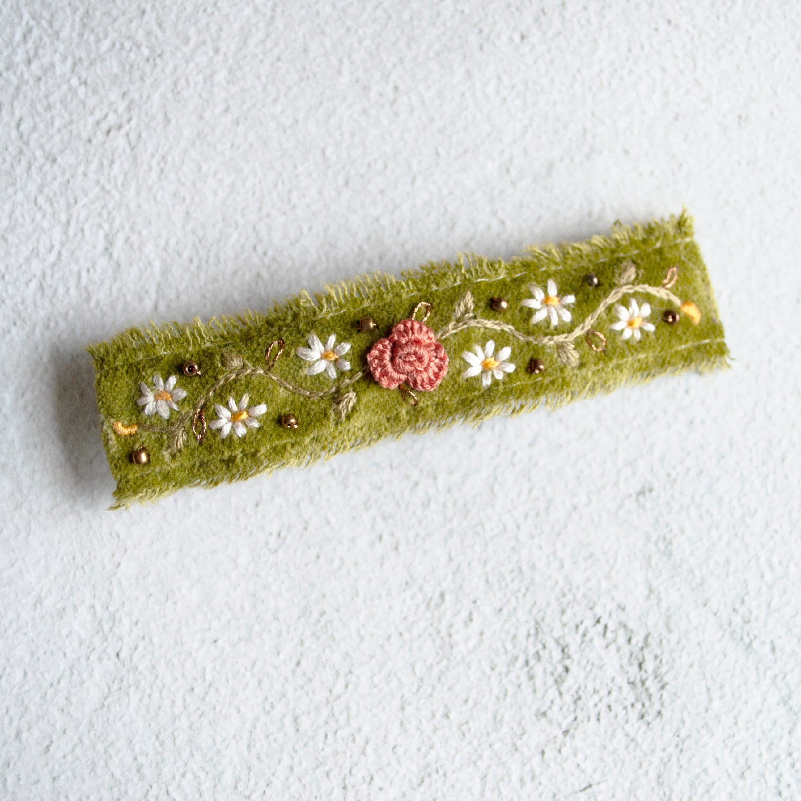 Embroidered French Barrette, Embroidered Hair Barrette Pin - Etsy
