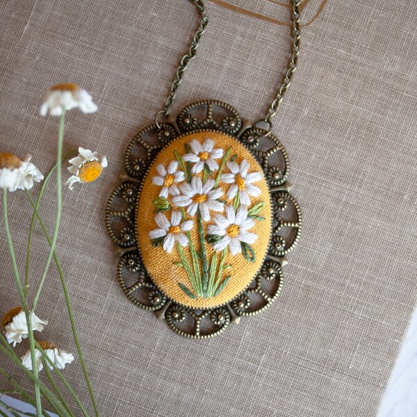 Embroidered Necklace - Etsy