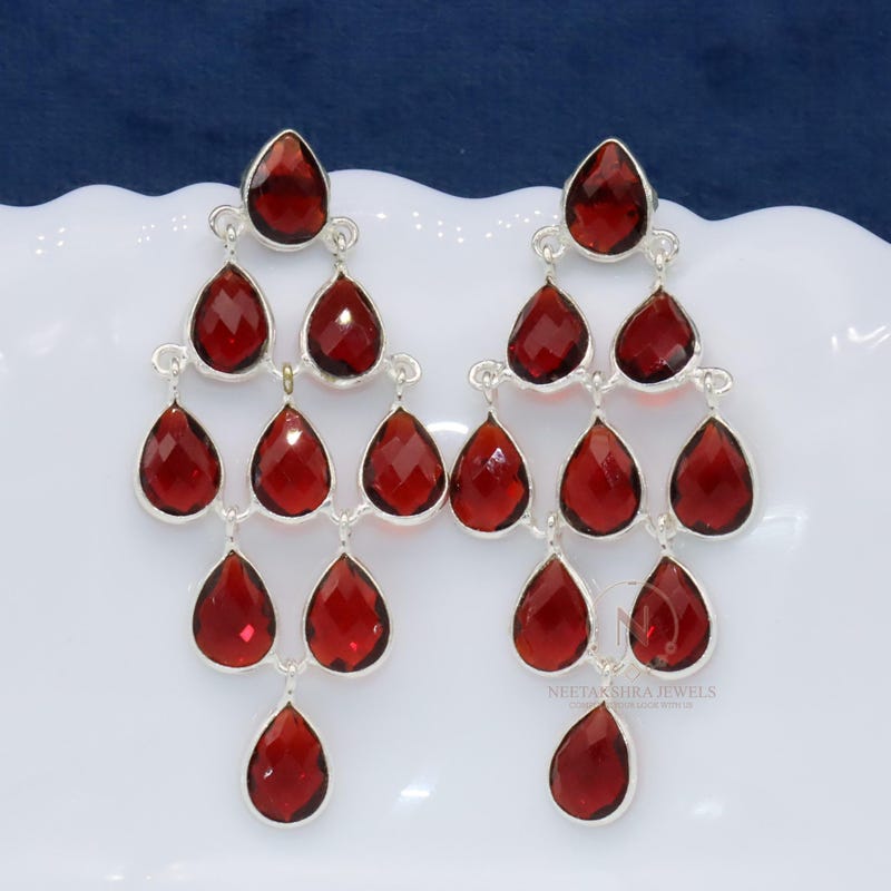 Earrings Red Chandelier - Etsy UK