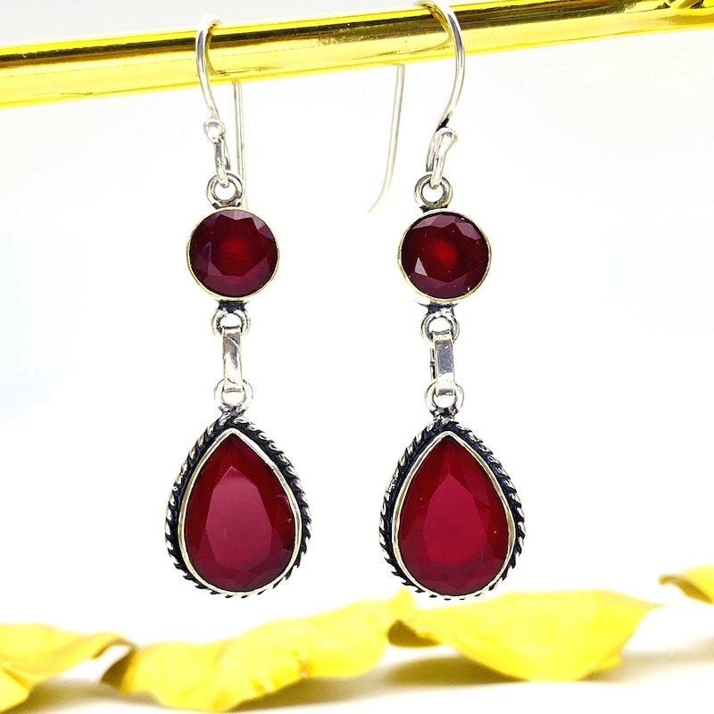 Red Dangle Earrings - Etsy