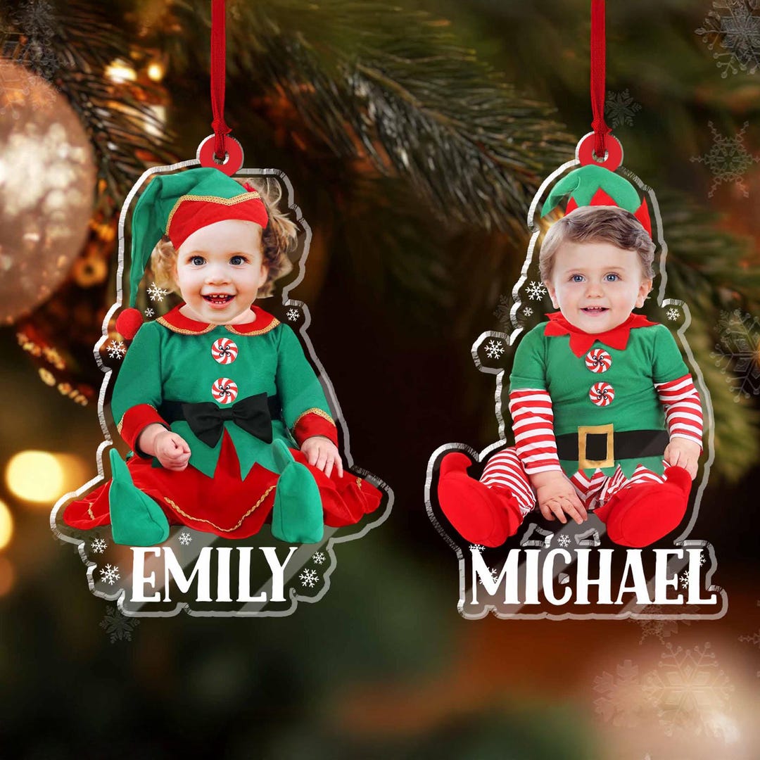 Personalized Baby Photo Christmas Ornament, Custom Babies Face Ornament ...
