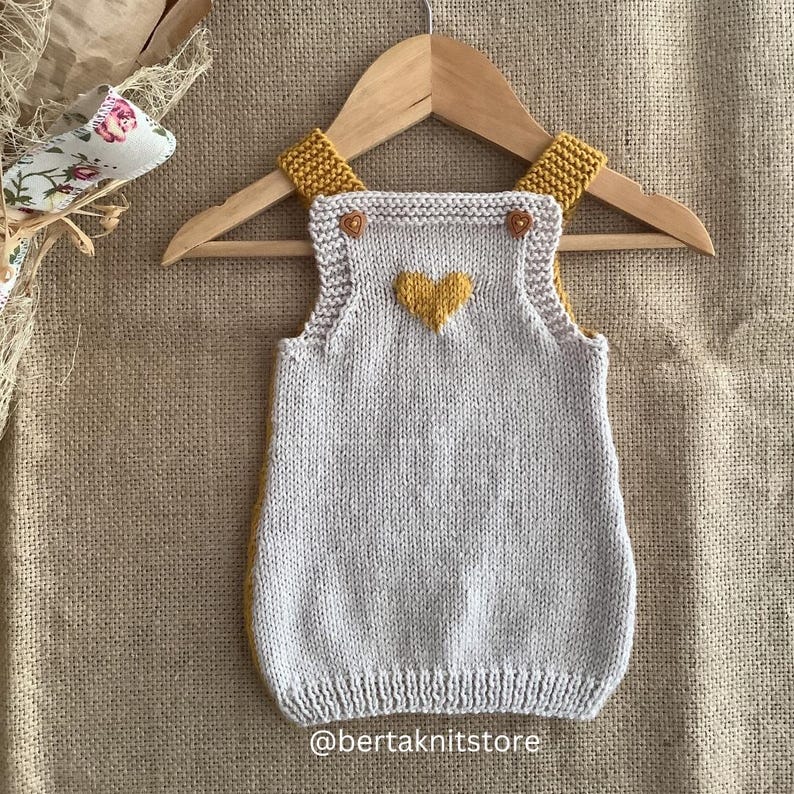 Molde de tricô para macacão e vestido Little Heart | Conjunto em PDF ...