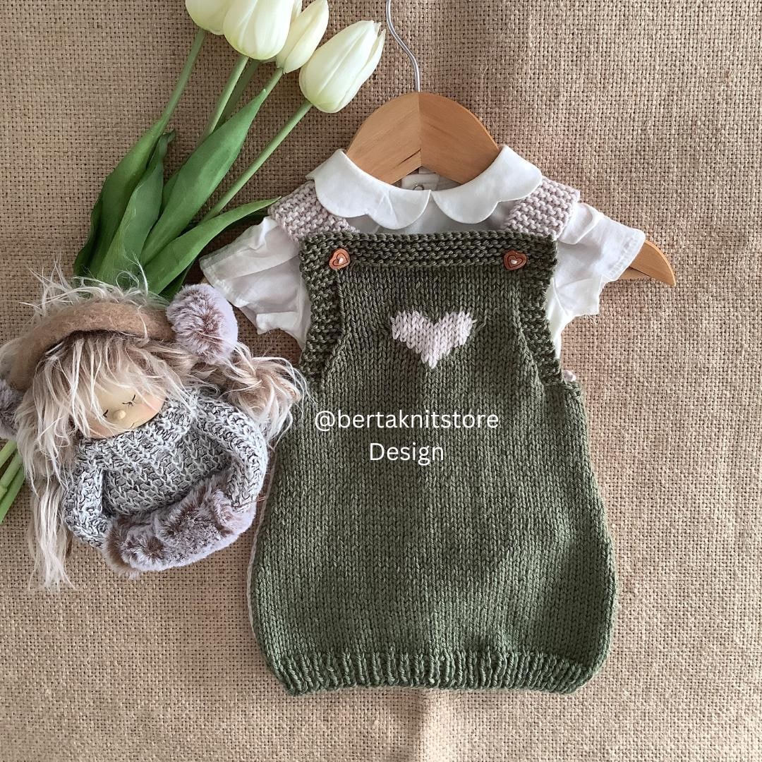 Little Heart Baby Dress Knitting Pattern | 0-24 Months | Downloadable ...