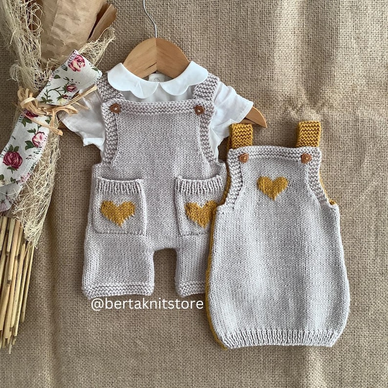 Molde de tricô para macacão e vestido Little Heart | Conjunto em PDF ...