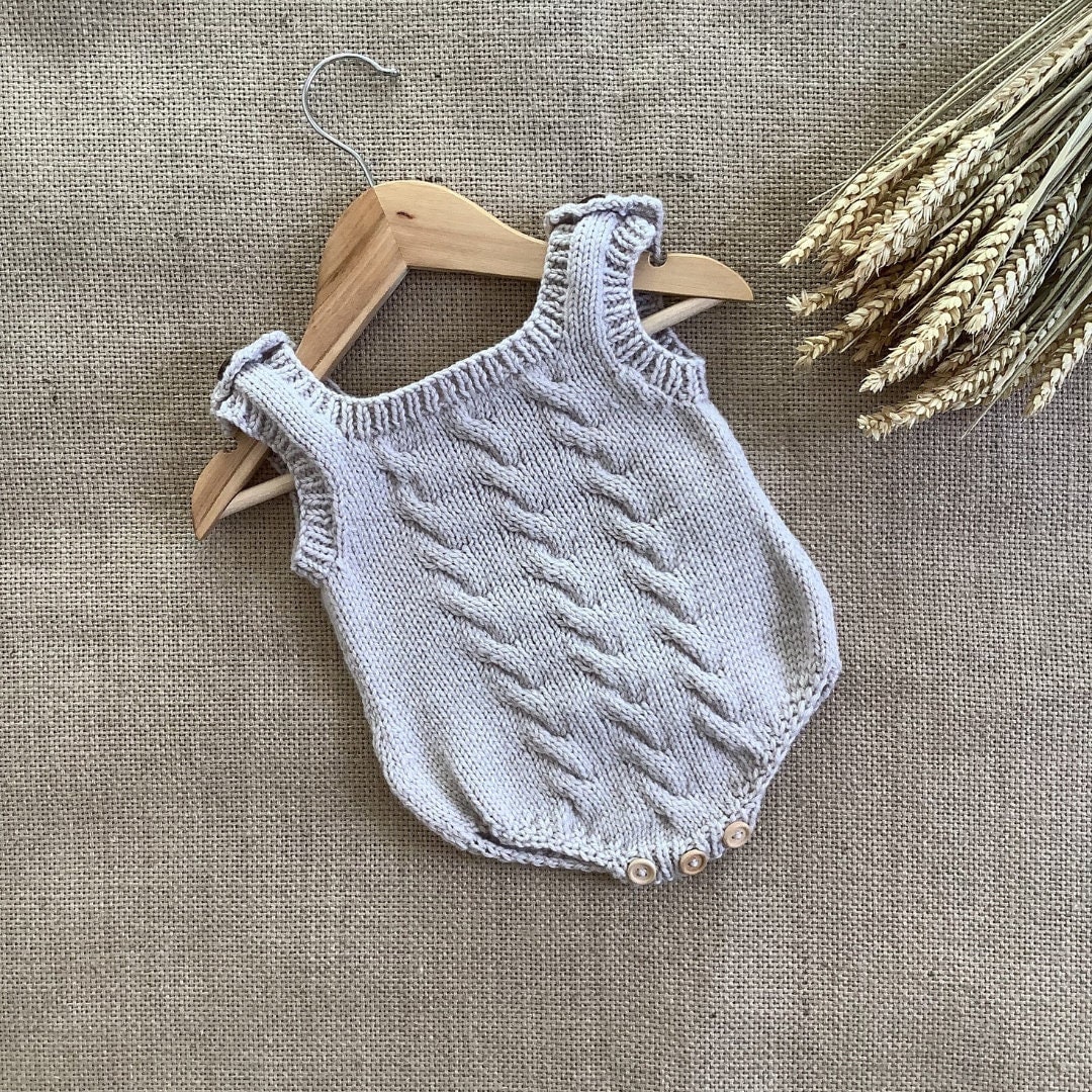 Cable Knit Baby Romper Knitting Pattern | Downloadable PDF | 0-24 ...
