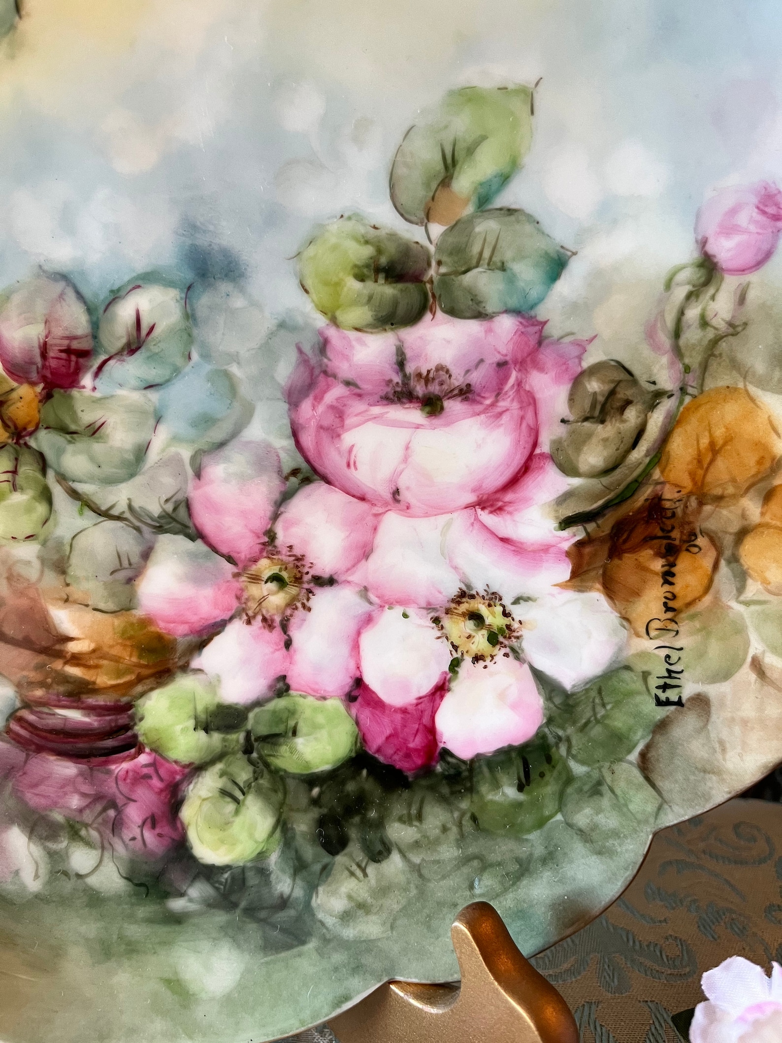 Vintage "limoges" Hand-painted Porcelain Scalloped Platter With Wild ...