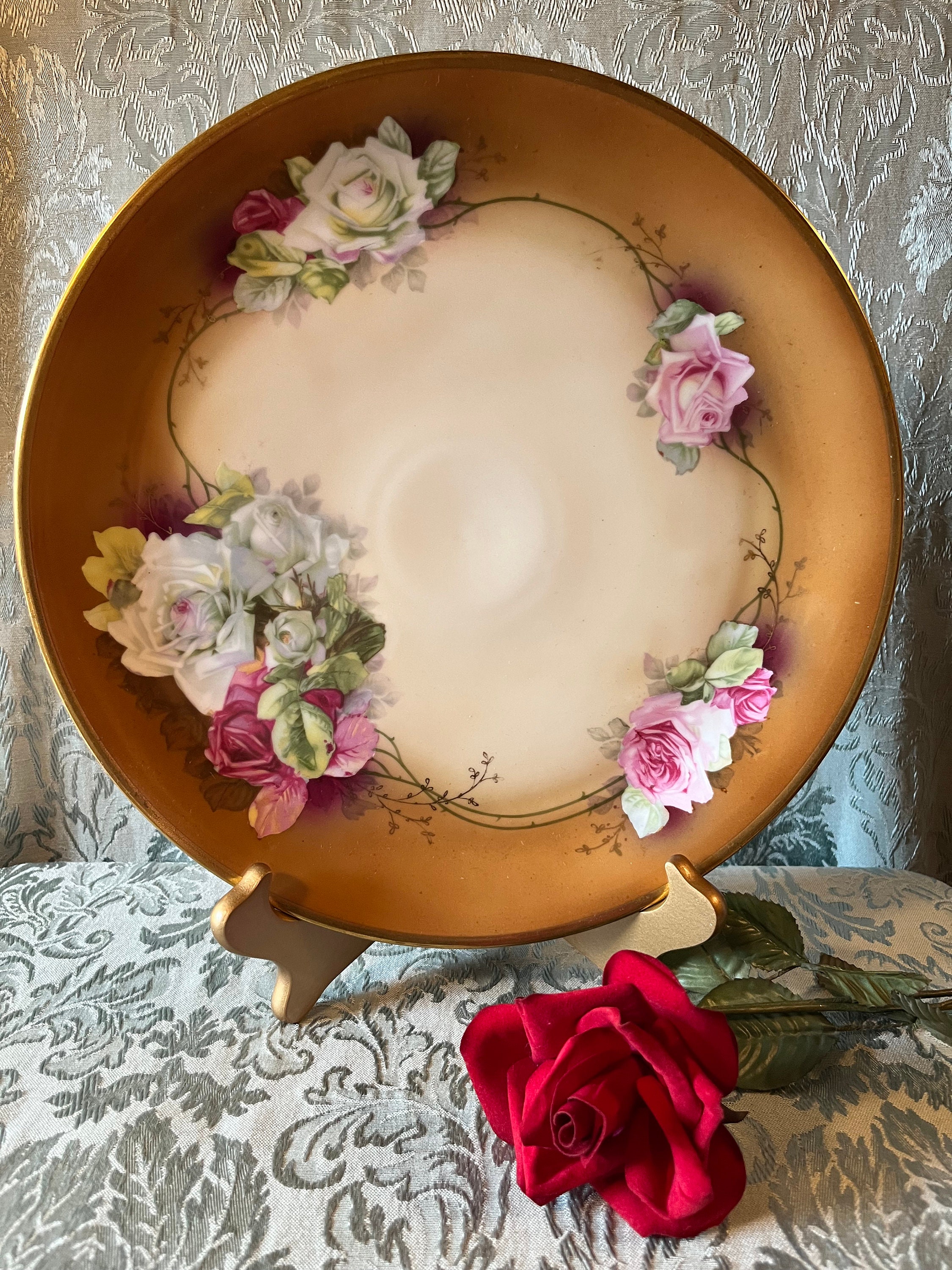 Vintage "royal Munich" Hand-painted Porcelain Platter With Roses - Etsy