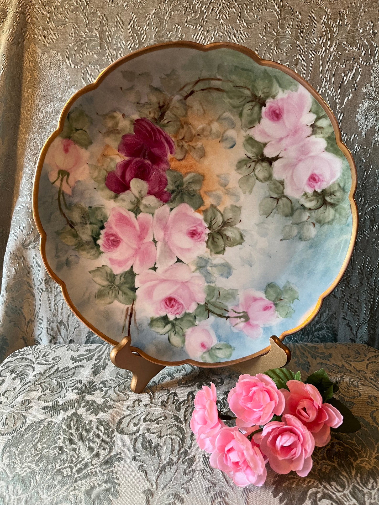 Vintage "vienna Austrian" Hand-painted Porcelain Scalloped Platter With ...