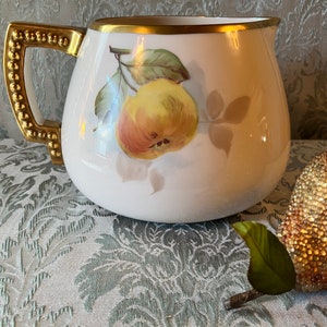 Vintage "american" Hand-painted Porcelain Cider Pitcher With Golden ...