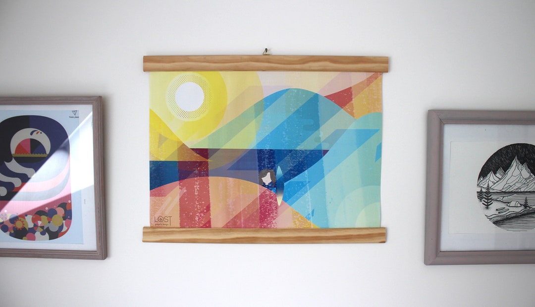 A3 Landscape Poster Featuring a Colorful Illustration of Surfing - Etsy