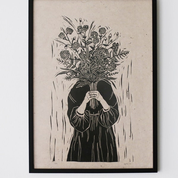 Linocut People Print - Etsy