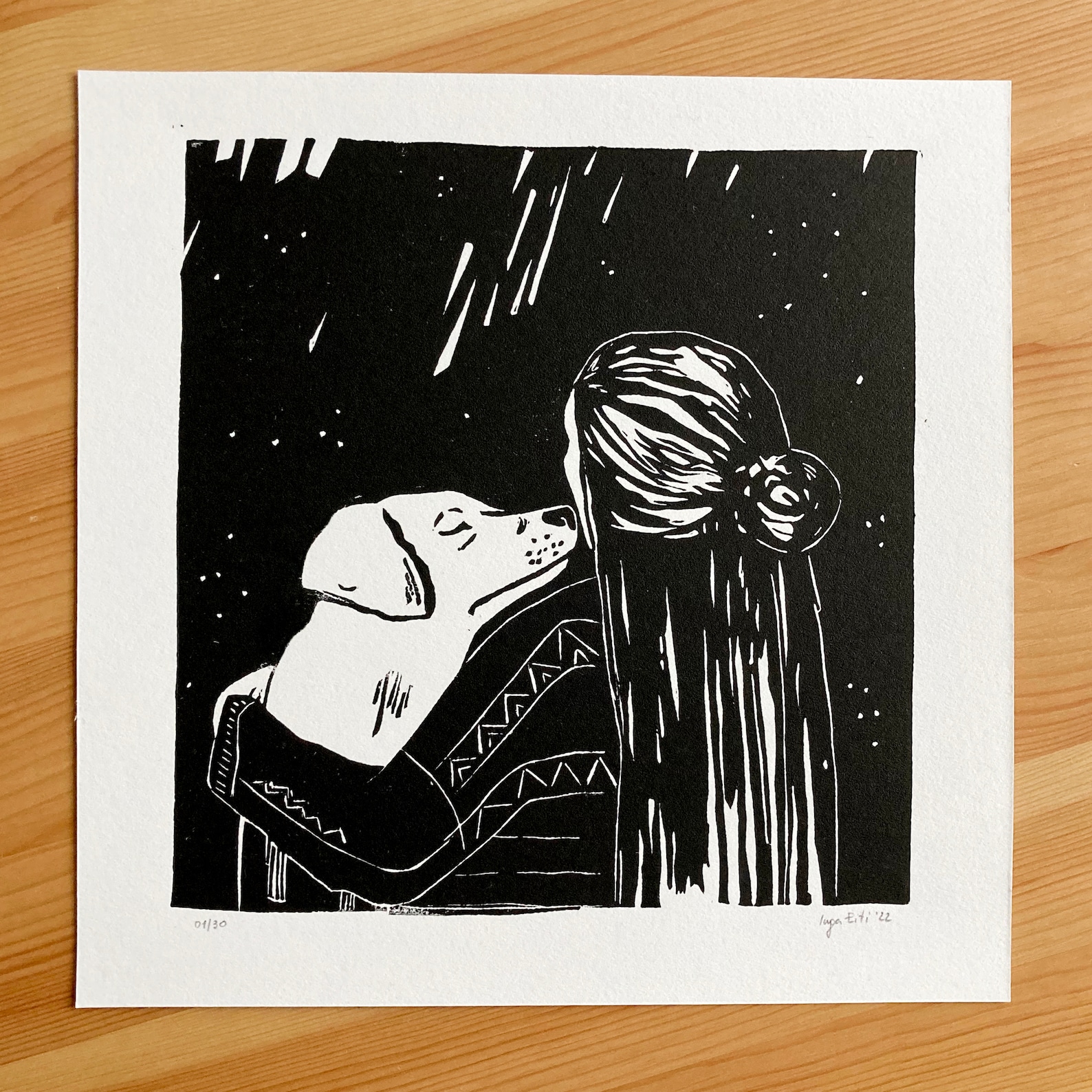 Dog Lover Linocut Print: Original Relief Print, Square Wall Art - Etsy