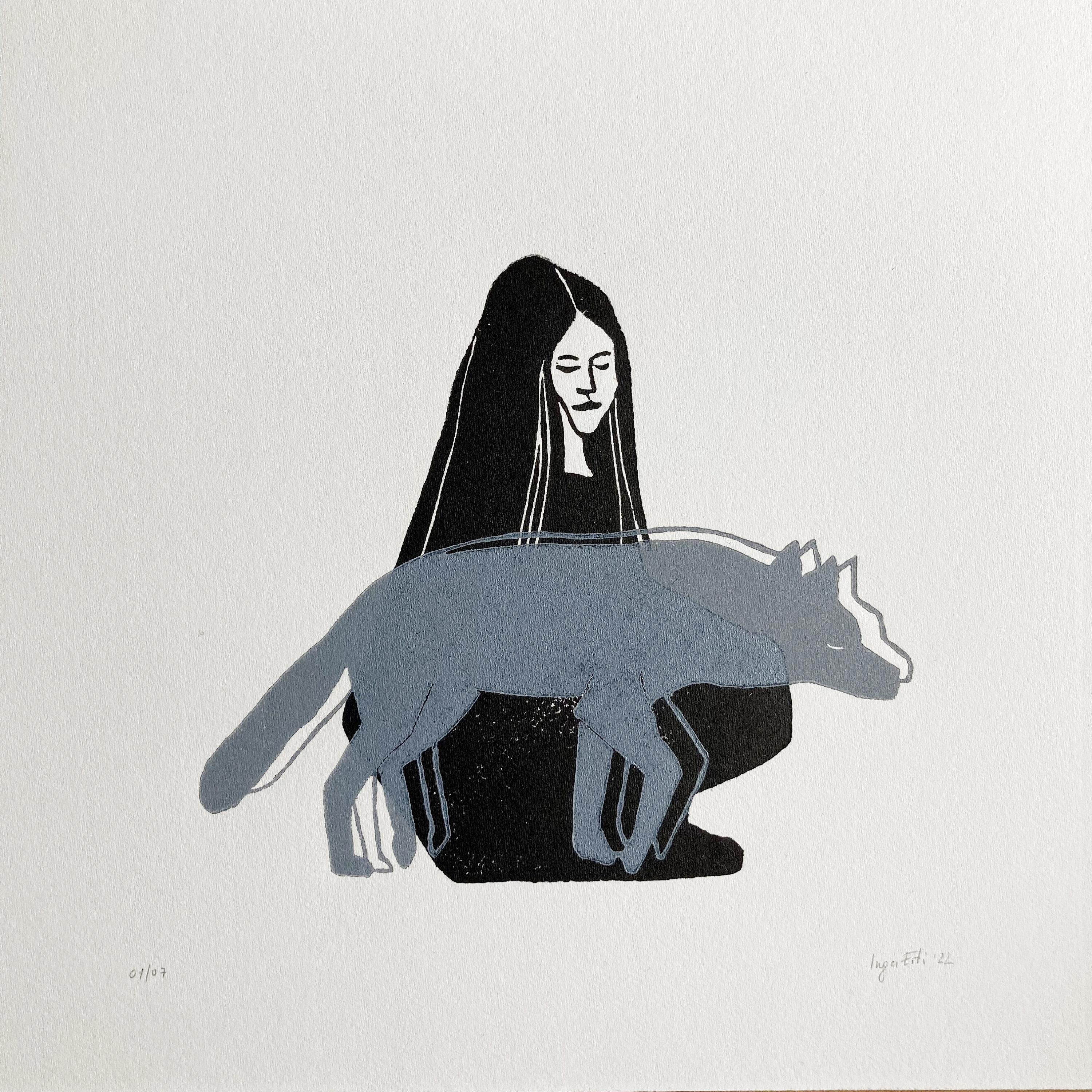 Wolf Art Original Linocut Print Wolf Wall Art Hand Printed - Etsy