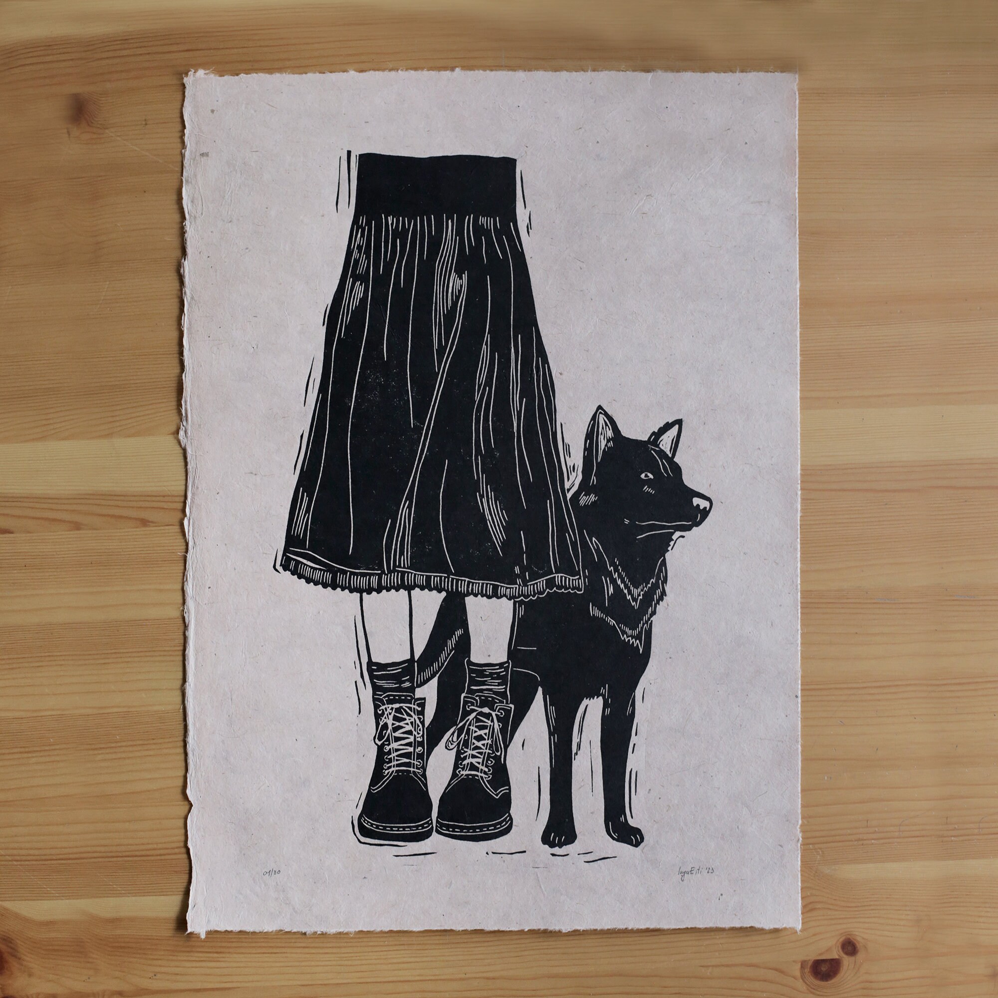 Dog Original Linocut Print Printmaking Limited Edition - Etsy