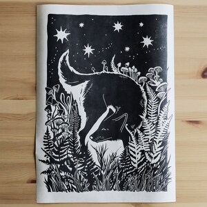 Dog Linocut Print: Wild Nature, Japanese Paper A3, Limited Edition - Etsy