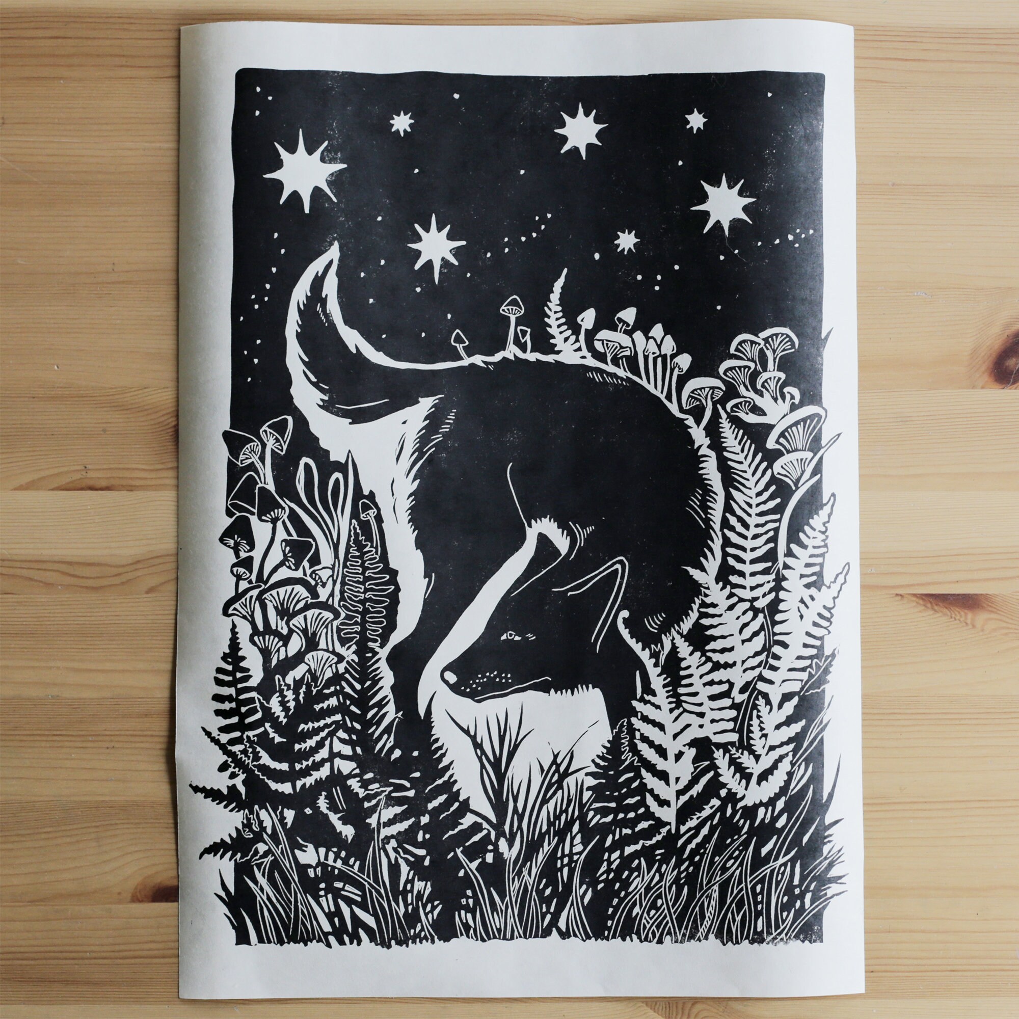 Dog Linocut Print: Wild Nature, Japanese Paper A3, Limited Edition - Etsy