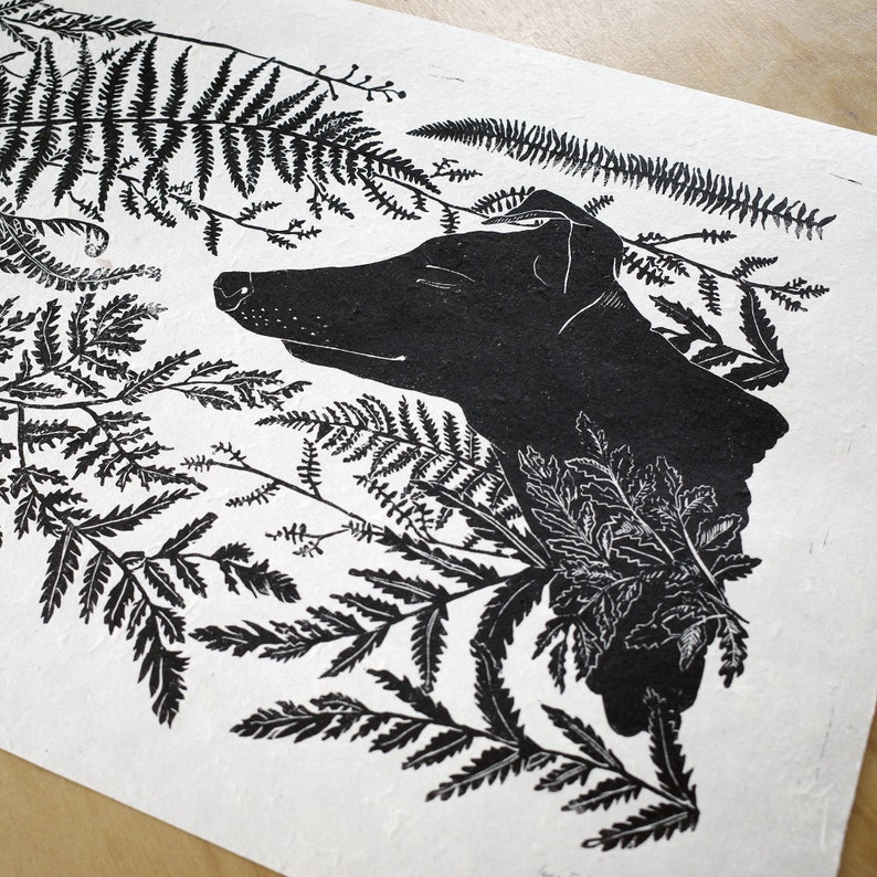 Dog Original Linocut Print Inspired by Walking in the Wild | Etsy