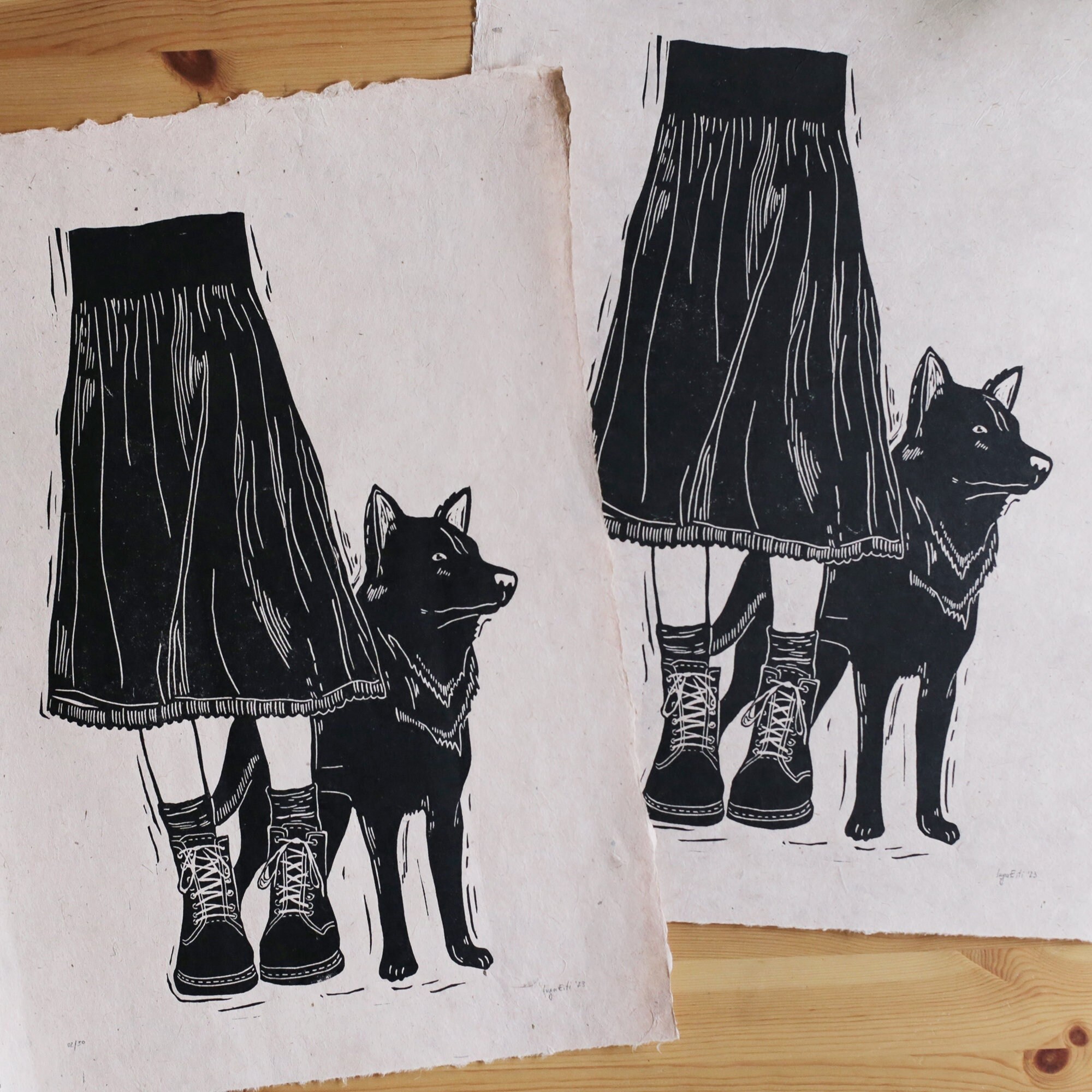 Dog Original Linocut Print Printmaking Limited Edition - Etsy