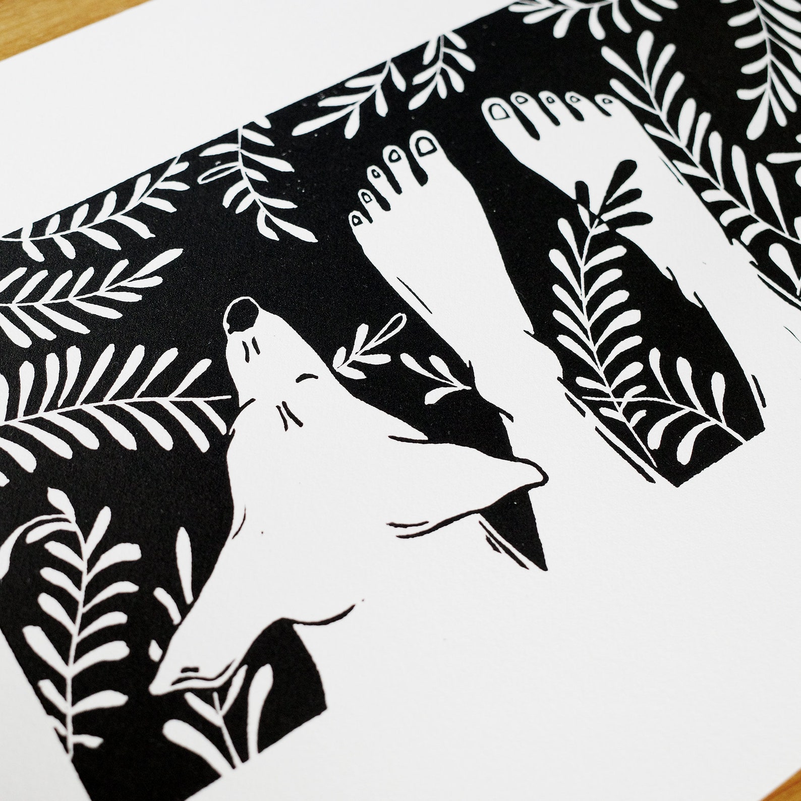 Walking With Dog Original Linocut Print in A Wild Meadow - Etsy