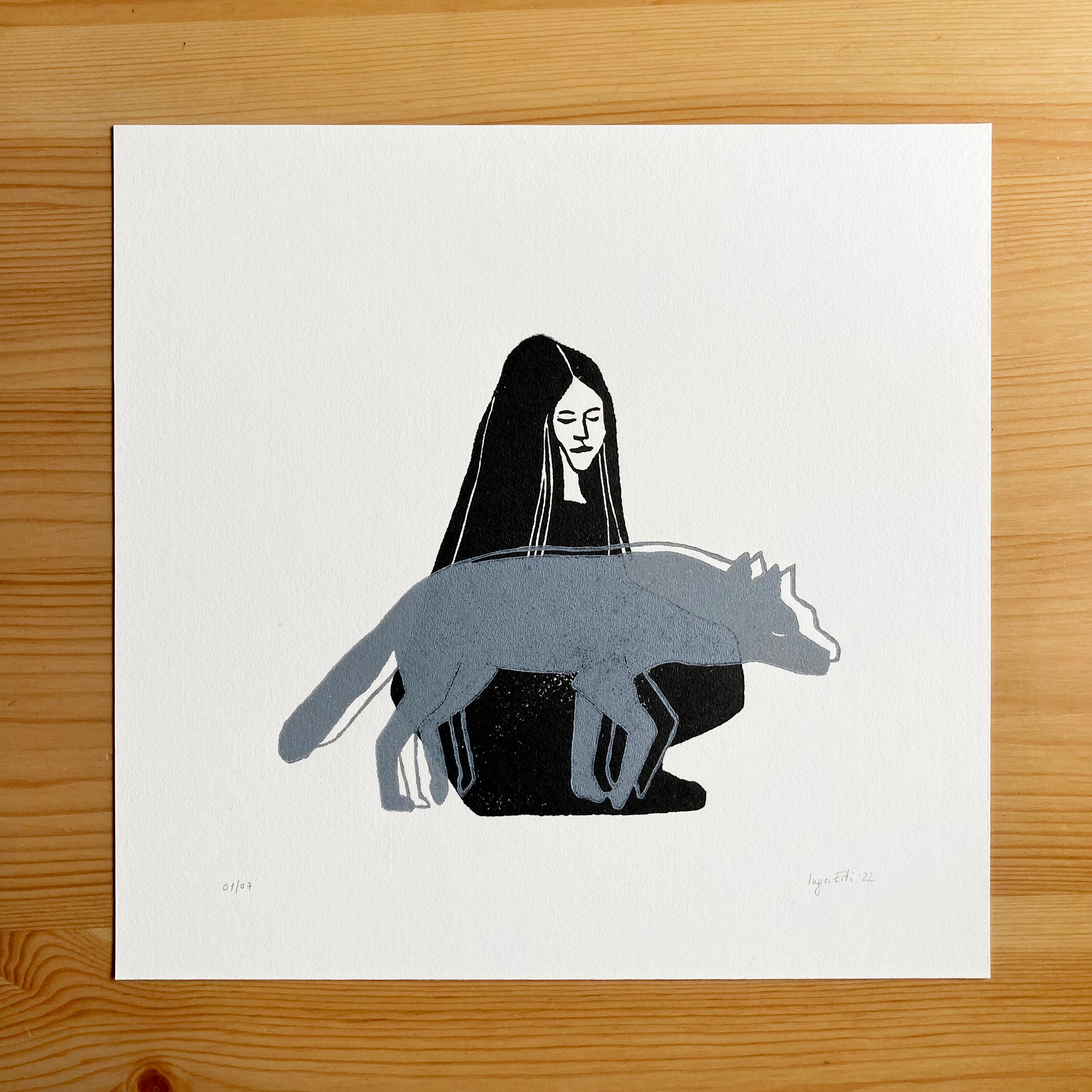 Wolf Art Original Linocut Print Wolf Wall Art Hand Printed - Etsy