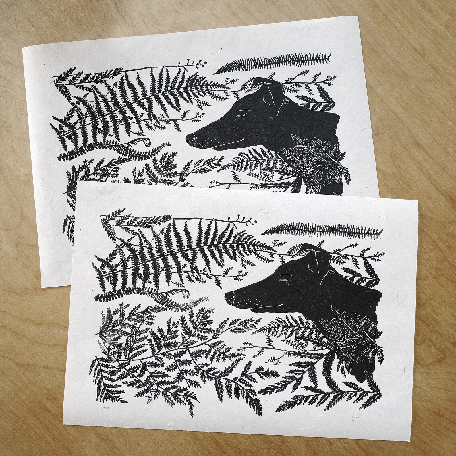 Dog Original Linocut Print Inspired by Walking in the Wild | Etsy