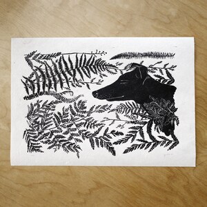 Dog Original Linocut Print Inspired by Walking in the Wild ...