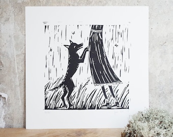Dog Lino Print - Etsy