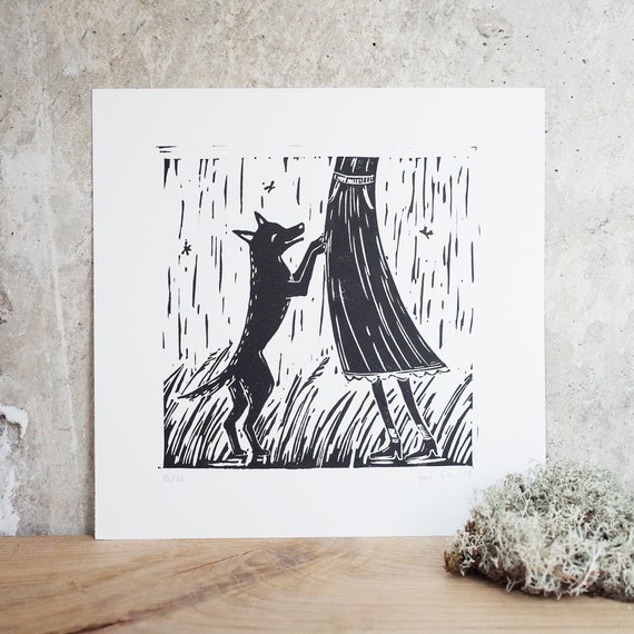 Dog original linocut print dog lino print linoprint | Etsy