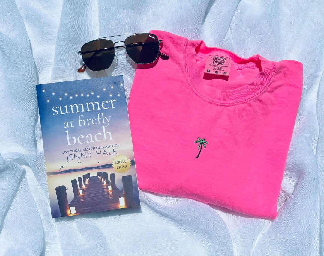 Neon Pink Palm Tree Embroidered T-shirt - Etsy